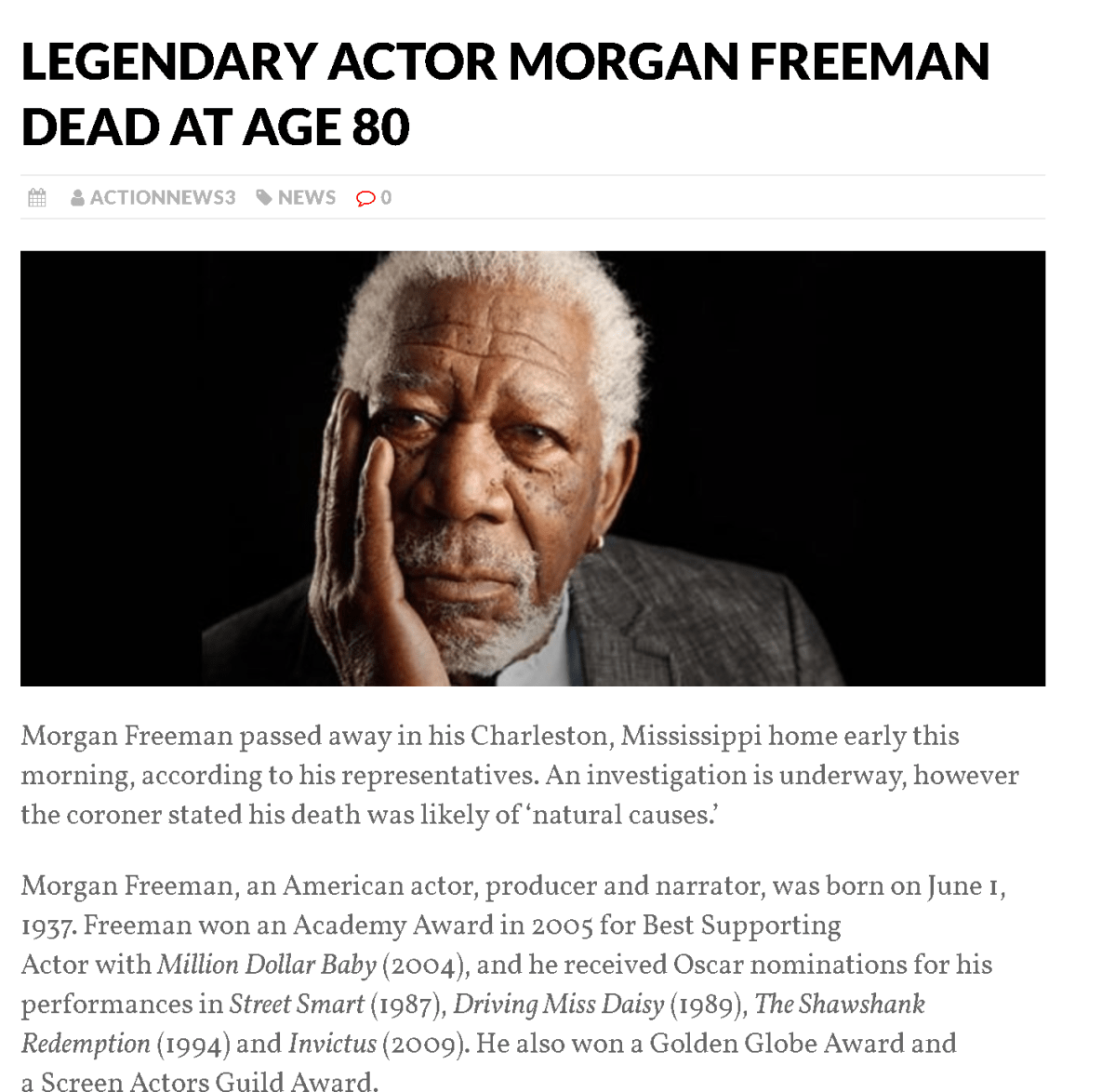 Morgan Freeman Dead? – Four Moves